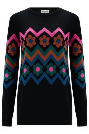 SUGARHILL BRIGHTON Rita Jumper Flower Chevron - Black