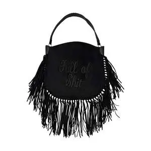 LILLY LOVES Full Of Shit Tassel Handbag - Black