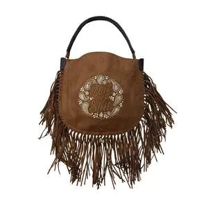 LILLY LOVES Full Of Shit Paisley Chocolate Tassel Handbag - Brown