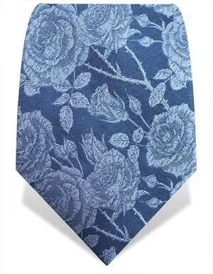 GRESHAM BLAKE Navy Rose Silk Tie - Blue