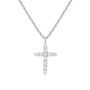 HARFI Sterling Sparkling Cross Pendant Necklace - Silver