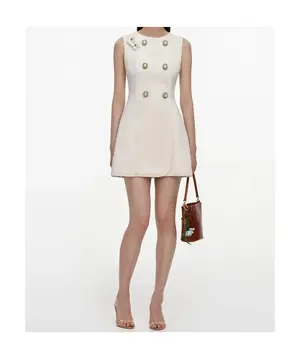 SELF-PORTRAIT Double-breasted Denim Mini Dress