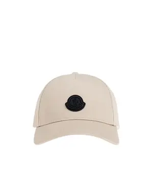 Moncler Logo Patch Curved Peak Baseball Cap - Beige