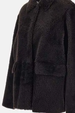 DESA 1972 Reversible Boxy Jacket In Shearling - Marrone