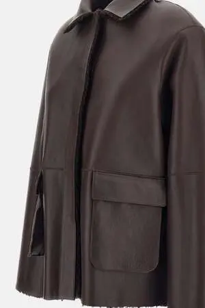 DESA 1972 Reversible Boxy Jacket In Shearling - Marrone