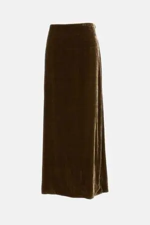 PAROSH Long Skirt In Viscose And Silk Velvet - Brown