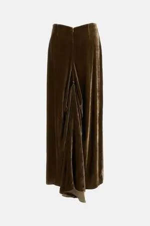 PAROSH Long Skirt In Viscose And Silk Velvet - Brown