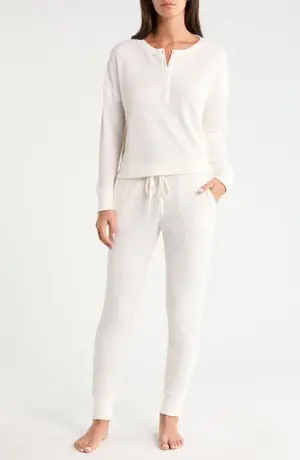 PAPINELLE Waffle Henley Sleep Top