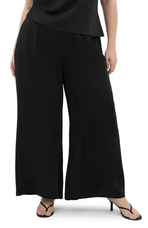 City Chic Jett Pleated Wide Leg Pants - Black