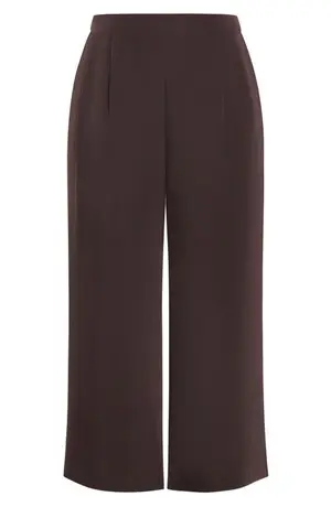 City Chic Jett Pleated Wide Leg Pants - Espresso