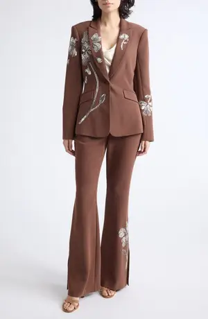 Cinq À Sept Jaxyn Gilded Peony Flared Pants