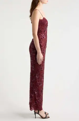 LoveShackFancy Ciona Sequin & Lace Maxi Dress