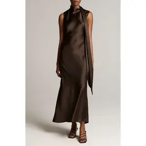 Vince Draped Scarf Tie Sleeveless Dress - Cypress