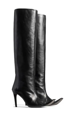 Khaite Marlene Square Toe Knee High Boot - Black
