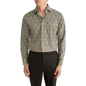 Eton Contemporary Fit Paisley Cotton Shirt - Medium Orange