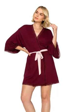 Badgley Mischka Yummy Jersey Cozy Robe Ruby