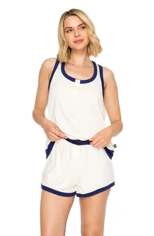 Badgley Mischka Yummy Jersey Racerback Tank & Short Set - Cream