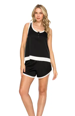 Badgley Mischka Silky Satin Henley Swing Tank And Boker Set Black