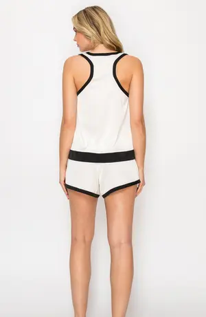 Badgley Mischka Silky Satin Henley Swing Tank And Boker Set - Cream