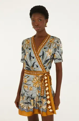 Farm Rio Stained Glass Beauty Wrap Dress
