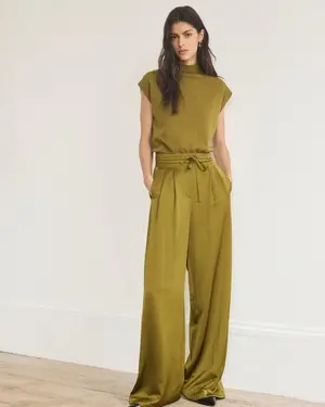 Mint Velvet Satin Wide Leg Trousers