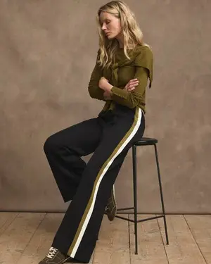Mint Velvet Side Stripe Tie Waist Wide Trousers