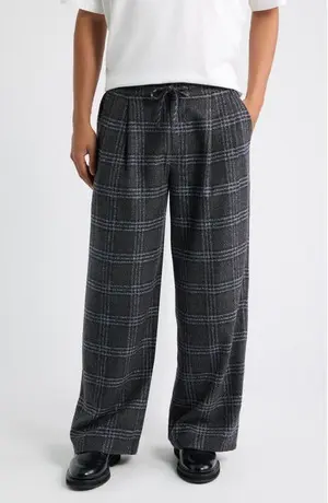 KROST Relaxed Plaid Drawstring Pants - Night Sky