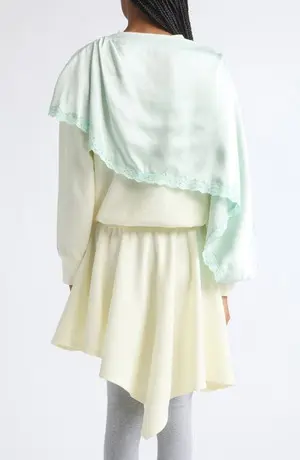 Sandy Liang Tulsa Draped Lace Trim Minidress