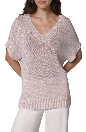 Donna Karan New York Metallic Relaxed Fit Sweater - Cream