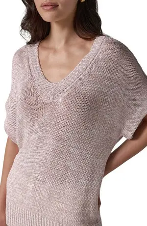 Donna Karan New York Metallic Relaxed Fit Sweater - Cream