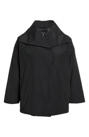 Eileen Fisher High Collar Short Padded Coat