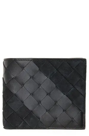 Bottega Veneta Intrecciato Leather Bifold Wallet - 8803 Black/silver