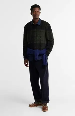 Barbour Hunham Tartan V-neck Sweater - Black