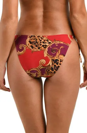 L'AGENCE Baroque Leopard Side Tie Bikini Bottom