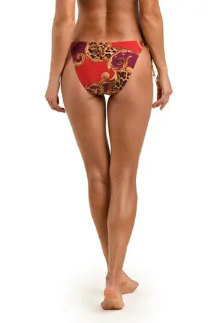 L'AGENCE Baroque Leopard Side Tie Bikini Bottom