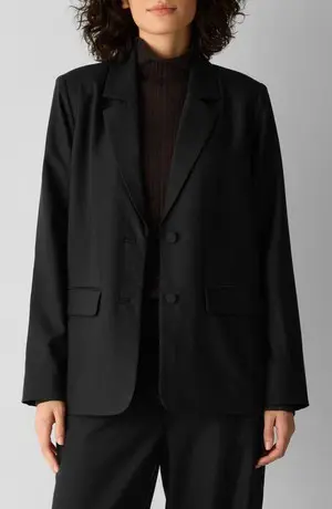 Eileen Fisher Wool Long Blazer - Black