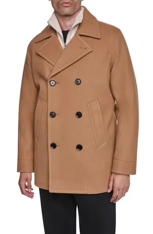 Dkny Double Breasted Peacoat - Camel