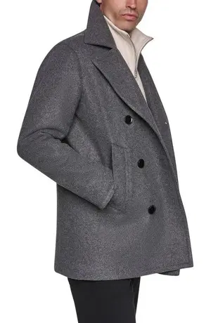 Dkny Double Breasted Peacoat - Charcoal