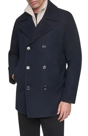 Dkny Double Breasted Peacoat - Navy