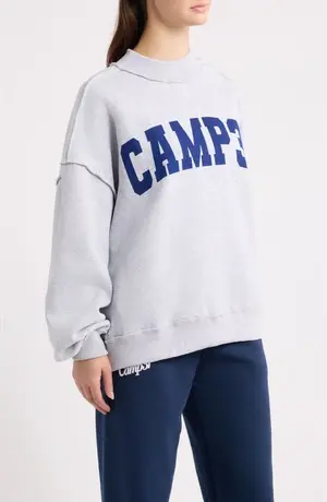 HAPPY CAMP3R Reversible Plush Fleece Sweatshirt - Heather Gray