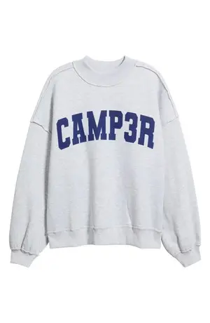 HAPPY CAMP3R Reversible Plush Fleece Sweatshirt - Heather Gray