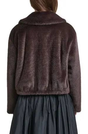 Karl Lagerfeld Paris Bow Puller Faux Fur Jacket