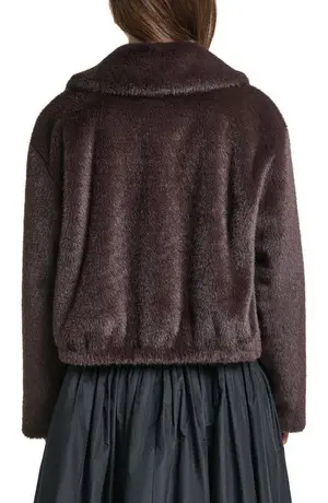 Karl Lagerfeld Paris Bow Puller Faux Fur Jacket - Java