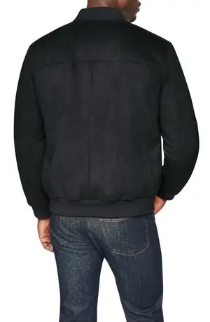 Dkny Faux Suede Bomber Jacket - Black