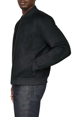 Dkny Faux Suede Bomber Jacket - Black