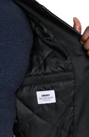 Dkny Faux Suede Bomber Jacket - Black