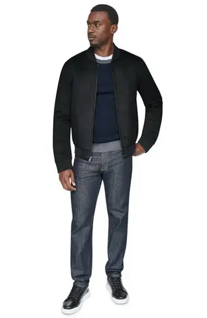 Dkny Faux Suede Bomber Jacket - Black