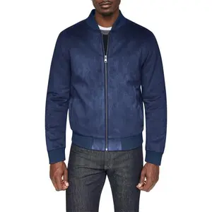 Dkny Faux Suede Bomber Jacket - Navy