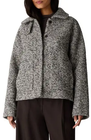 Eileen Fisher Classic Collar Marled Wool & Alpaca Blend Coat - Coffee