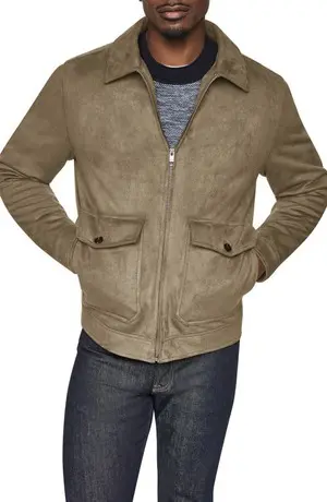 Dkny Faux Suede Trucker Jacket Olive